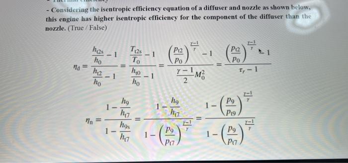 Solved - Considering the isentropic efficiency equation of a | Chegg.com