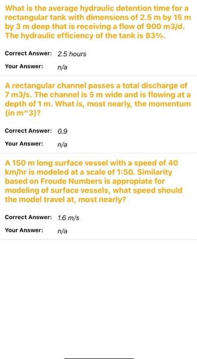 Solved What is the average hydraulic detention time for a | Chegg.com
