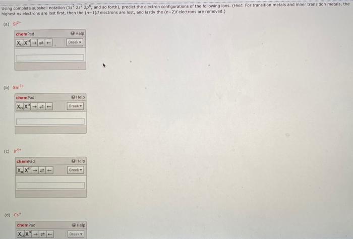 Solved Using complete subshell notation (15 28 2p, and so | Chegg.com
