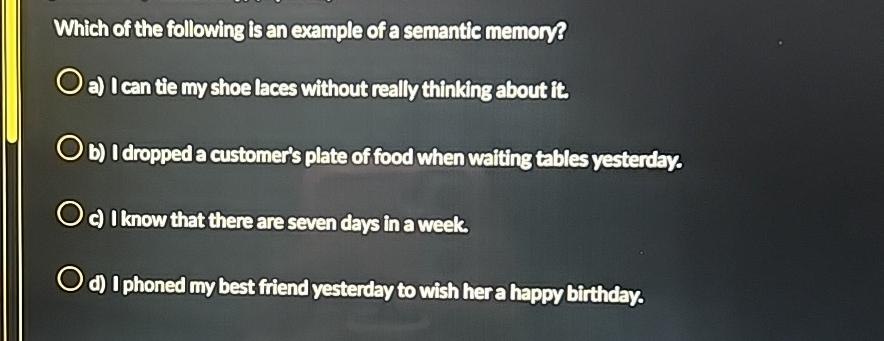 Solved Which of the following is an example of a semantic | Chegg.com