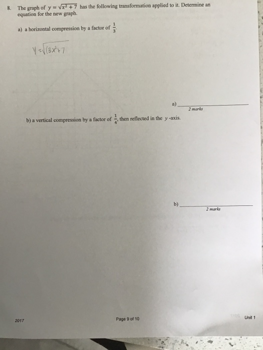 Solved The graph of yVx+7 has the following transformation | Chegg.com