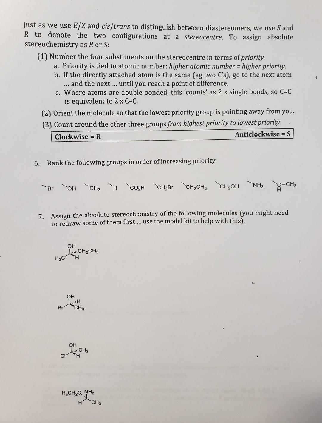 Solved Just as we use E/Z and cis/trans to distinguish | Chegg.com
