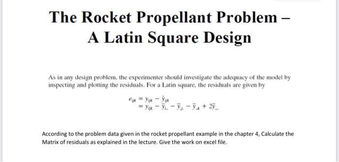 Solved The Rocket Propellant Problem A Latin Square Design | Chegg.com