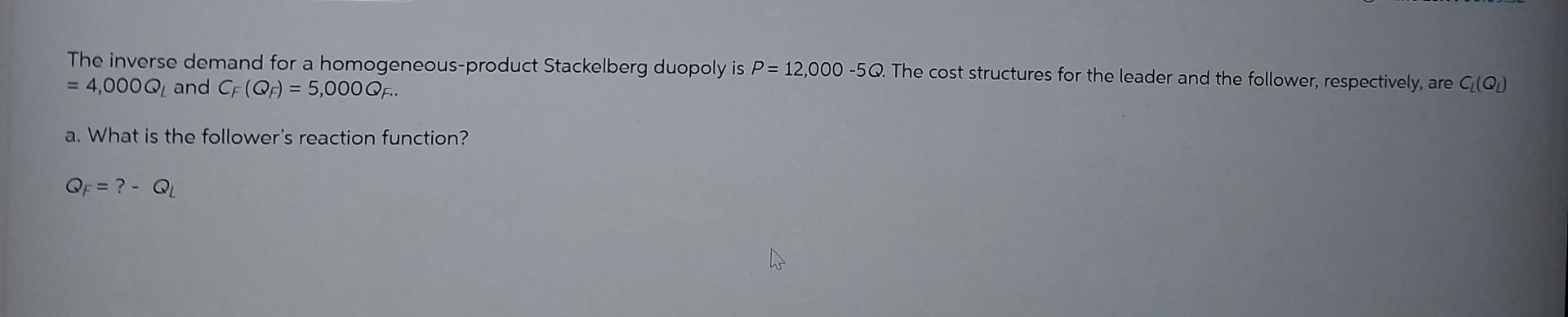 Solved The inverse demand for a homogeneous-product | Chegg.com