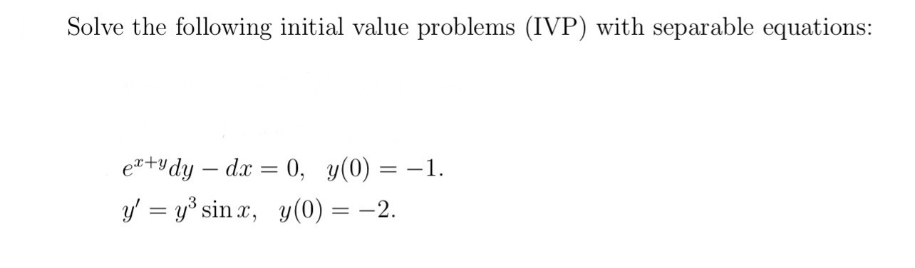 Solved Solve the following initial value problems (IVP) | Chegg.com