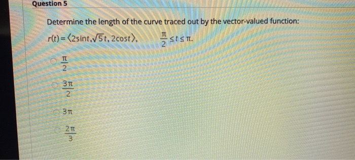 Solved Question 5 Determine the length of the curve traced | Chegg.com