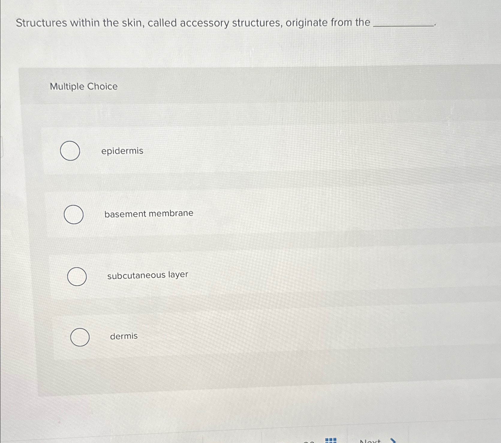 Solved Structures within the skin, called accessory | Chegg.com