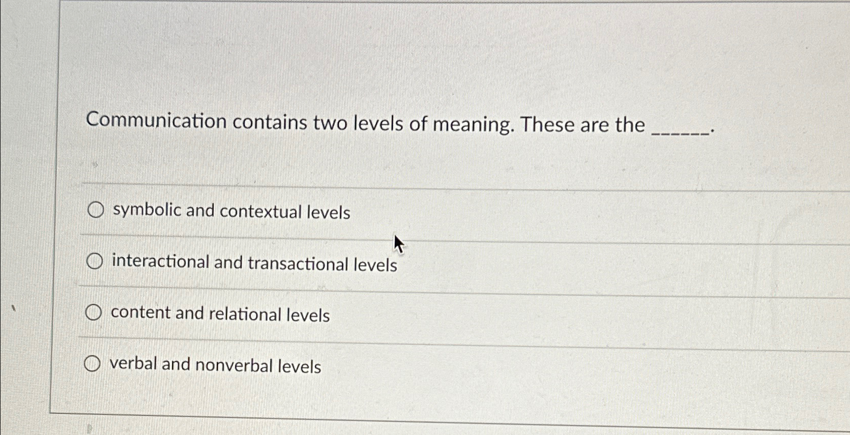 Solved Communication contains two levels of meaning. These | Chegg.com