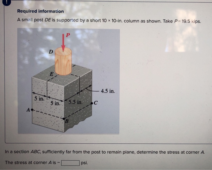 Solved Required information A small post DE is supported by | Chegg.com
