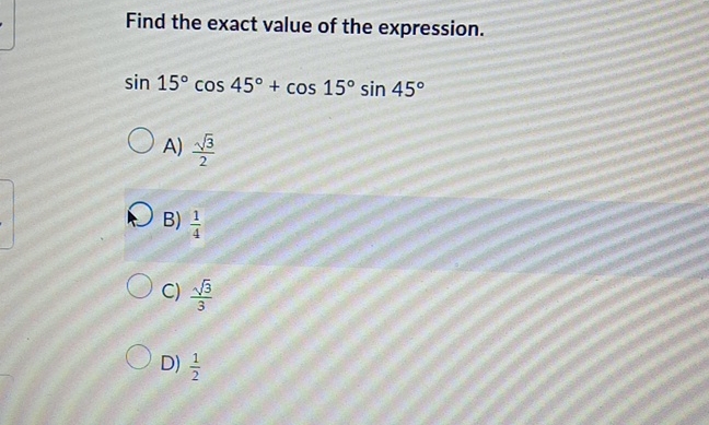 Solved Find the exact value of the | Chegg.com
