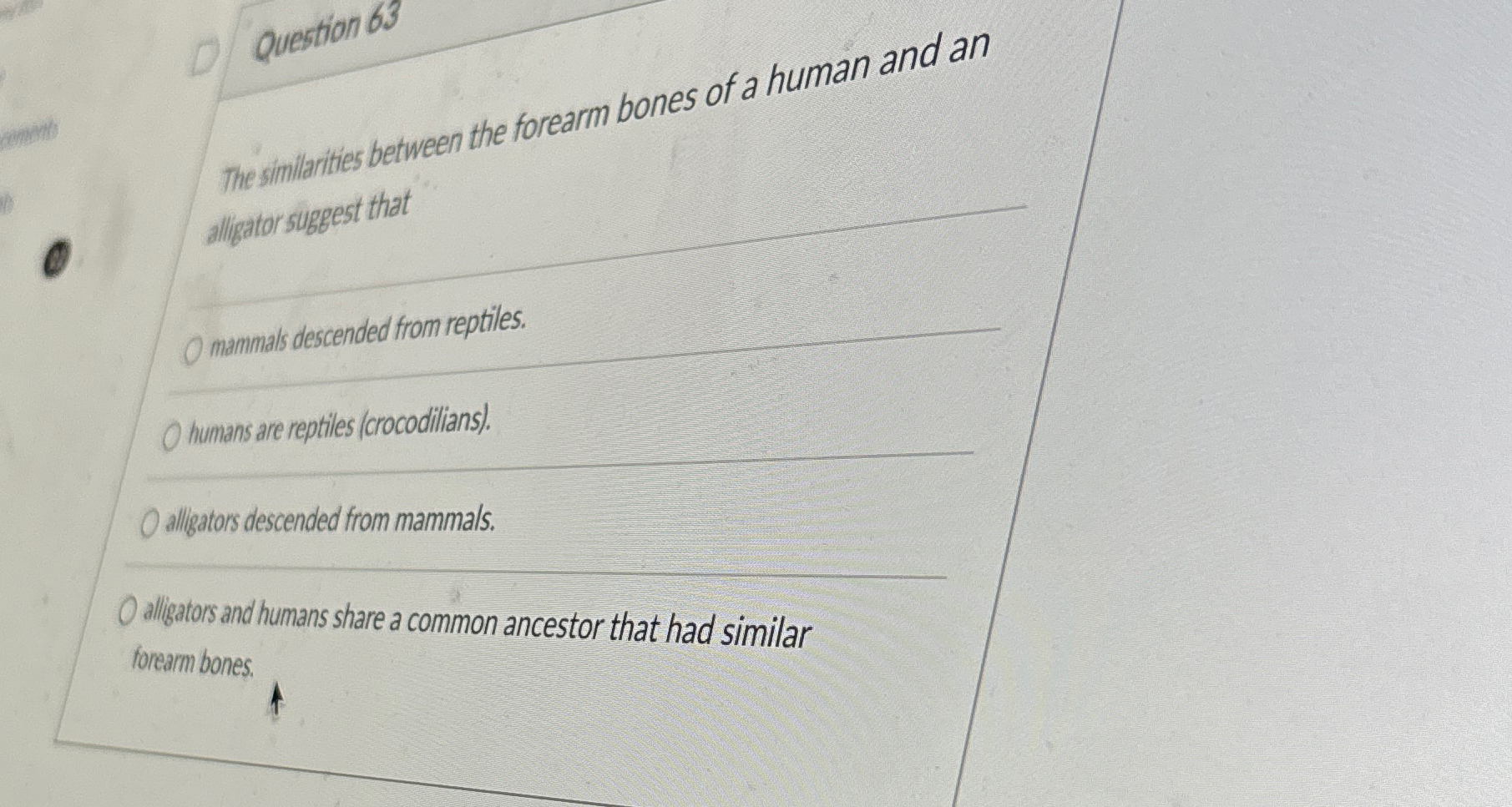 Solved The similarities between the forearm bones of a human | Chegg.com