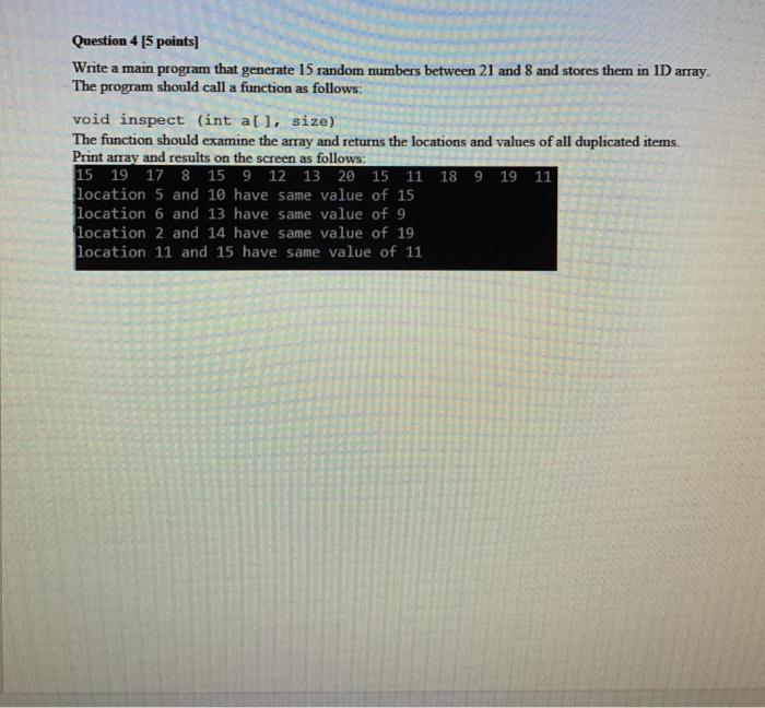 Solved Question 3 (5 points) Write a main program that | Chegg.com