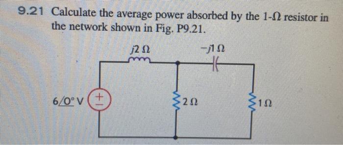 Solved 9.21 Calculate the average power absorbed by the 1-Ω | Chegg.com