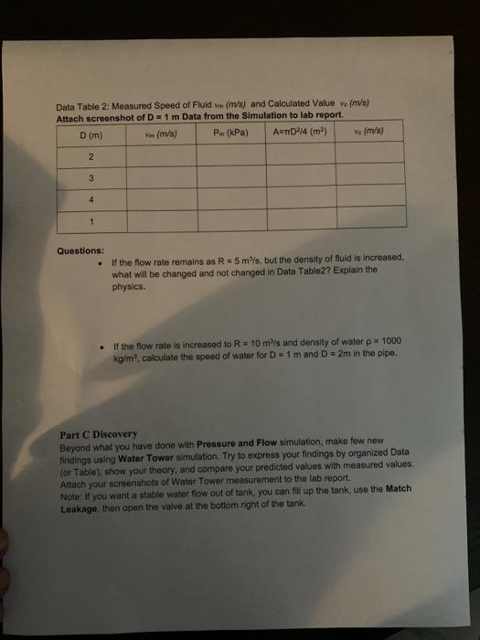 Solved Ii Complete Data Table 2 With Flow Simulation Basic 5120