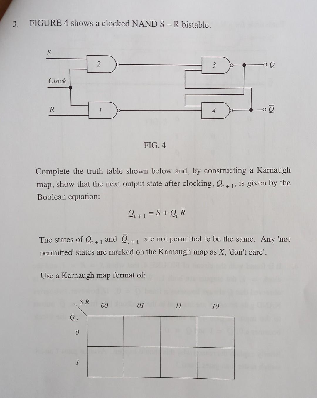 Solved 3. FIGURE 4 shows a clocked NAND S - R bistable. FIG. | Chegg.com