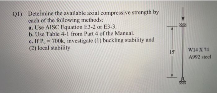 Solved (1) Determine the available axial compressive | Chegg.com