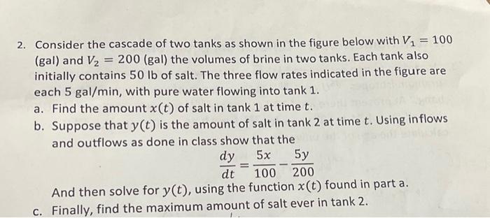 2. Consider the cascade of two tanks as shown in the | Chegg.com