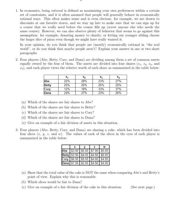 Solved 1. For each of the following situation, write out the | Chegg.com
