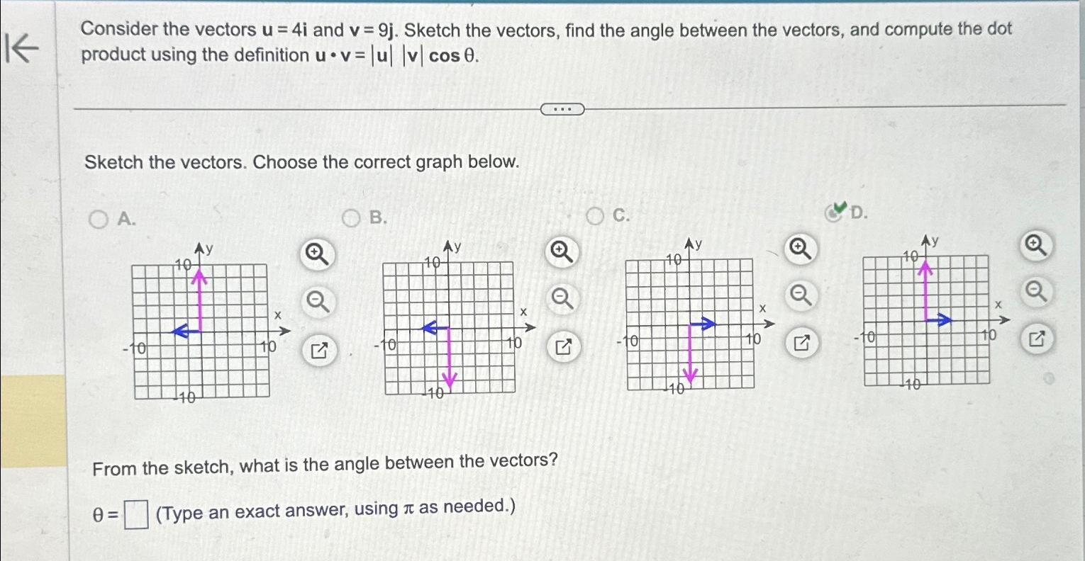 Solved Consider the vectors u=4i and v=9j. Sketch the | Chegg.com