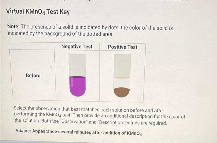 Solved Potassium Permanganate Test for Alkenes and Alkynes | Chegg.com