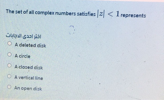 Solved The set of all complex numbers satisfies [2]