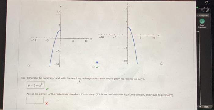 Solved (b) Elminate the parameter and write the rewulting | Chegg.com