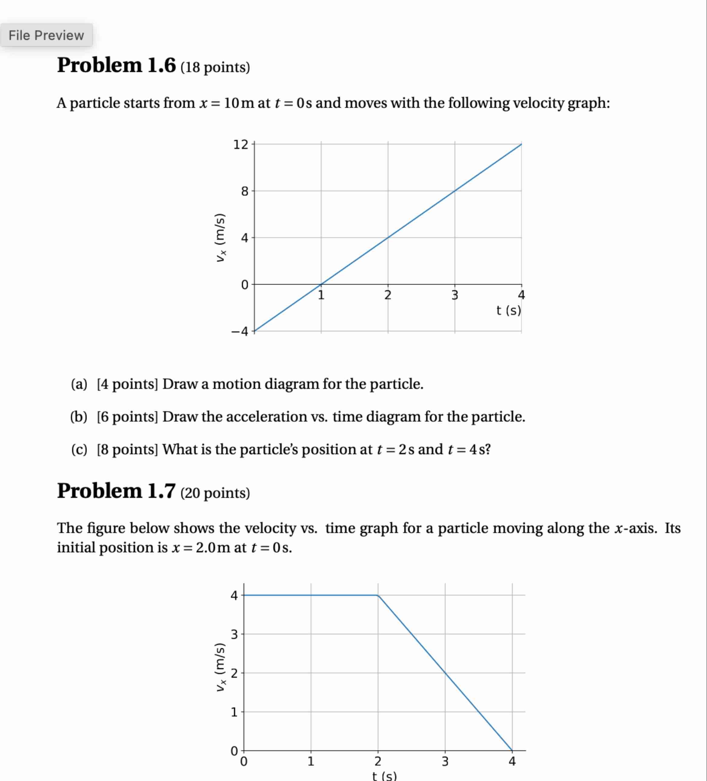 Solved Problem 1.6 (18 ﻿points)A particle starts from \( | Chegg.com