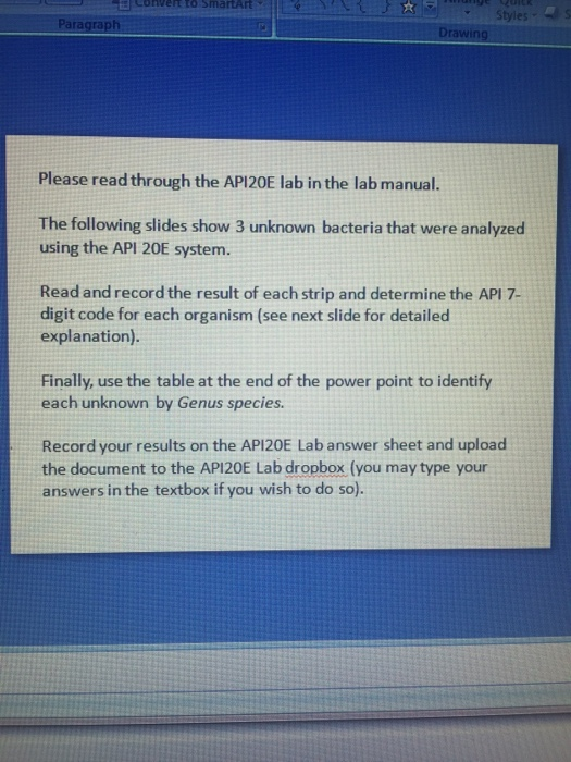 Exercise 8 Use of the API 20E System to Identify Gram | Chegg.com