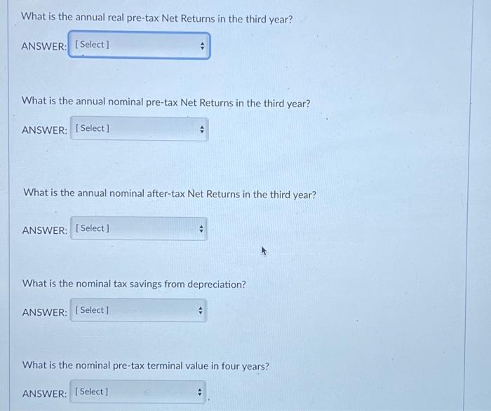 Solved What is the annual real pre-tax Net Returns in the | Chegg.com
