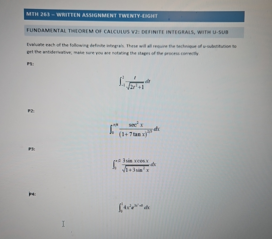 Solved MTH 263 - ﻿WRITTEN ASSIGNMENT TWENTY-EIGHTFUNDAMENTAL | Chegg.com