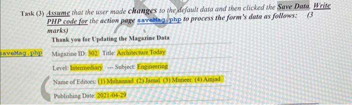 Solved Task (3) Assume that the user made changes to the | Chegg.com