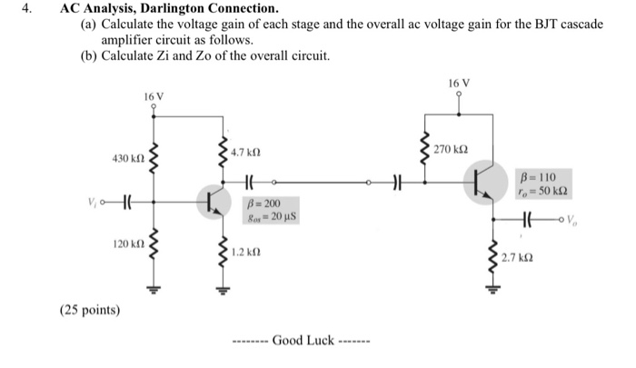 Solved AC Analysis, Darlington Connection. (a) Calculate the | Chegg.com