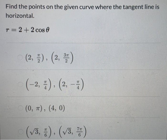 Solved Find the points on the given curve where the tangent | Chegg.com