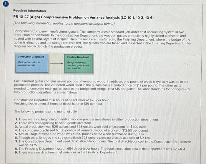 Solved Required information PR 10-47 (Algo) Comprehensive | Chegg.com