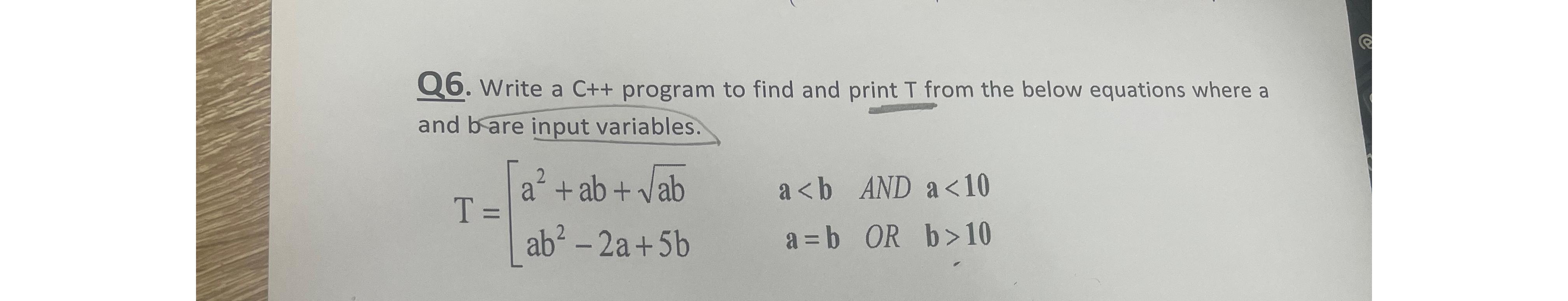 Solved Q6. ﻿Write a C++ ﻿program to find and print T ﻿from | Chegg.com