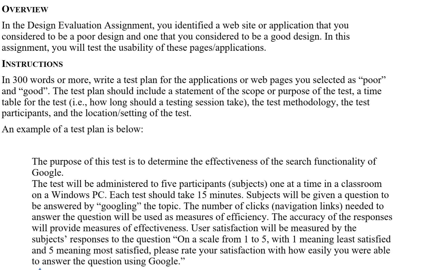 Solved OVERVIEW In the Design Evaluation Assignment, you | Chegg.com