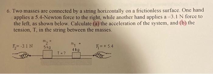 Solved 6. Two masses are connected by a string horizontally | Chegg.com