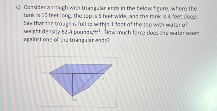 Solved c) Consider a trough with triangular ends in the | Chegg.com