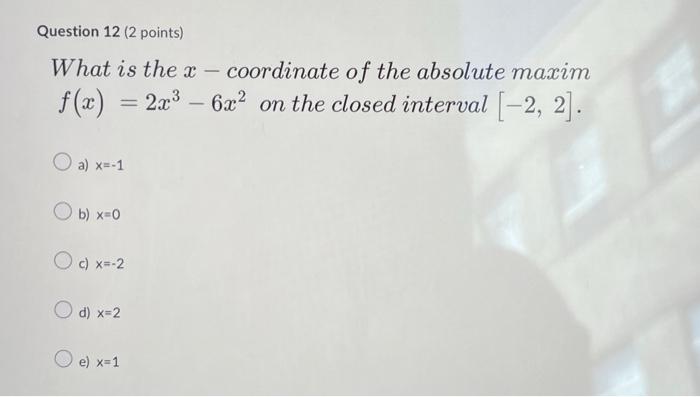 Solved What is the x-coordinate of the absolute maxim | Chegg.com