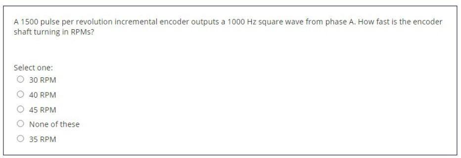 Solved A 1500 pulse per revolution incremental encoder | Chegg.com