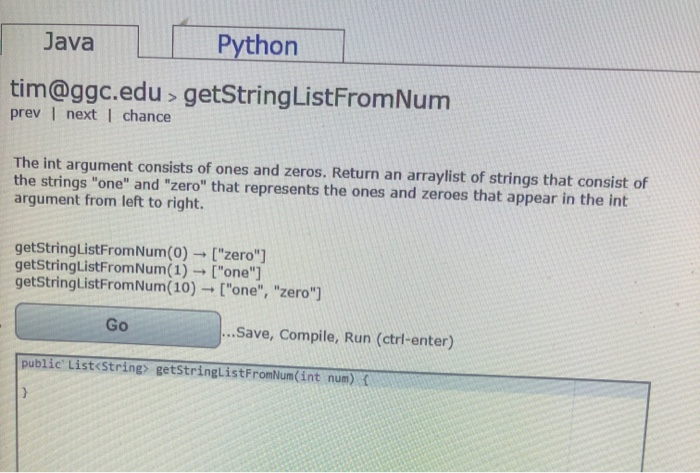 Solved Java Python Tim Getstringlistfromnum Prev 4081