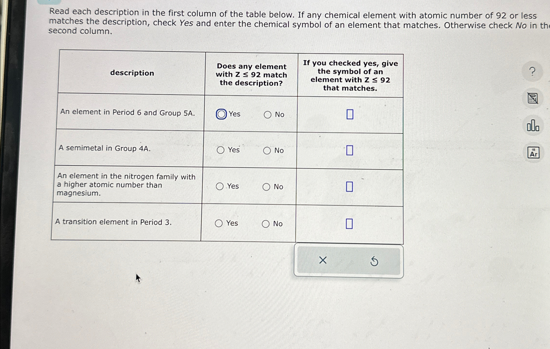 Solved Read each description in the first column of the | Chegg.com