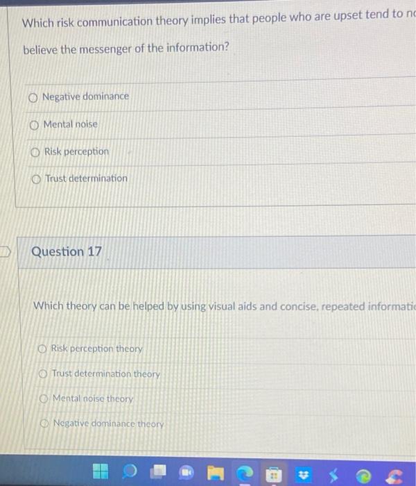 Which risk communication theory implies that people | Chegg.com