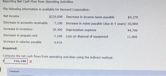 Solved Reporting Net Cash Flow from Operating Activities The | Chegg.com