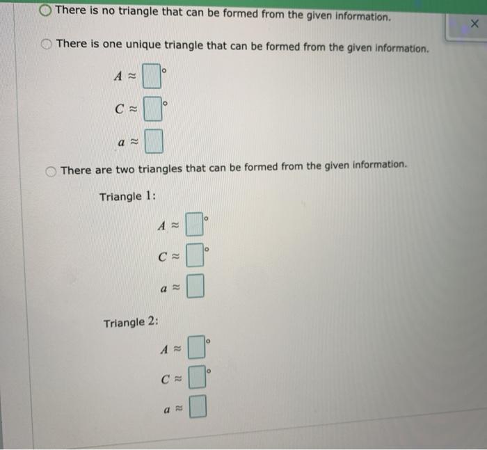 Solved Information is given about AABC. Determine if the | Chegg.com