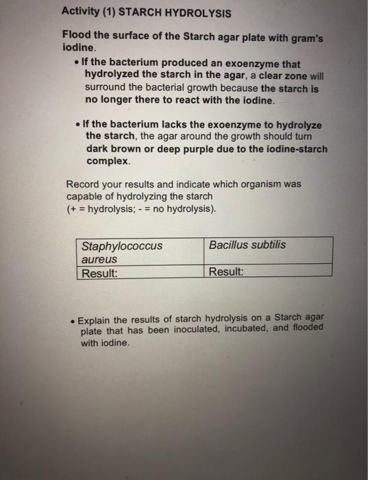 Solved (A) (A) STARCH HYDROLYSIS PROCEDURE (to be done per | Chegg.com