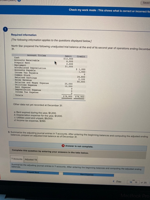 Solved Saved Check my work mode : This shows what is correct | Chegg.com