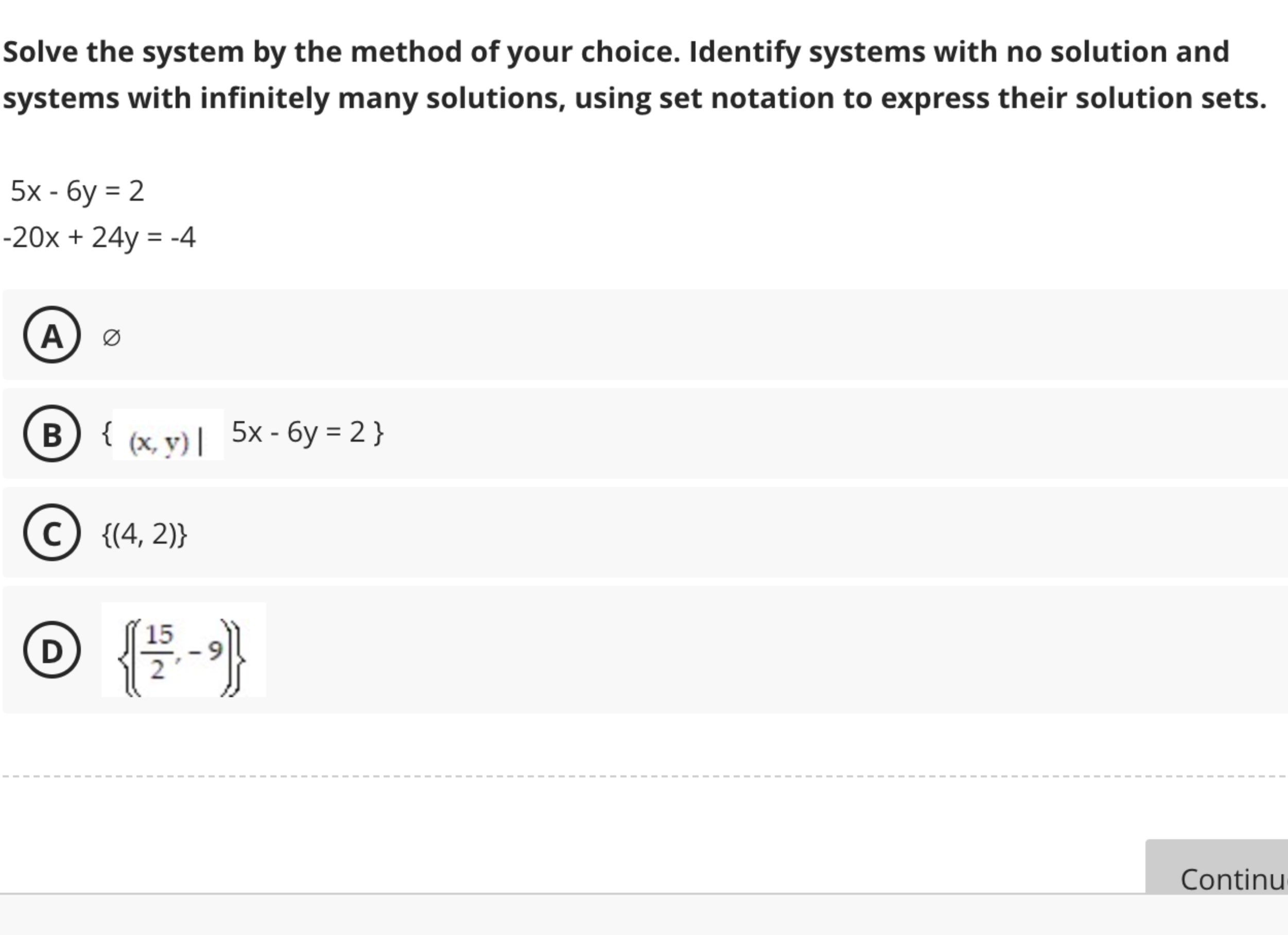 Solved Solve the system by the method of your choice. | Chegg.com