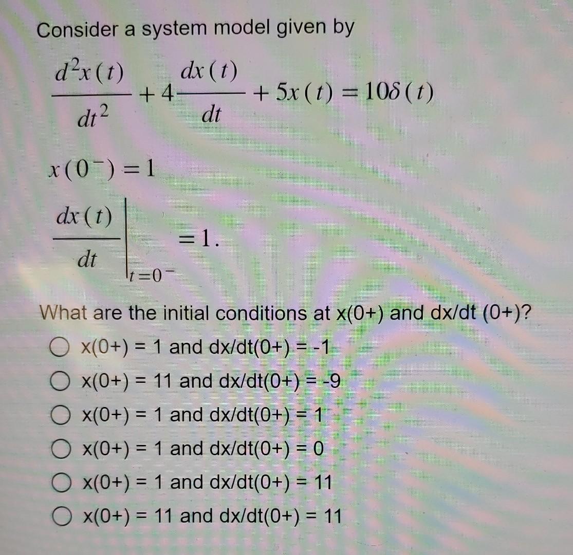 Solved Consider a system model given by | Chegg.com