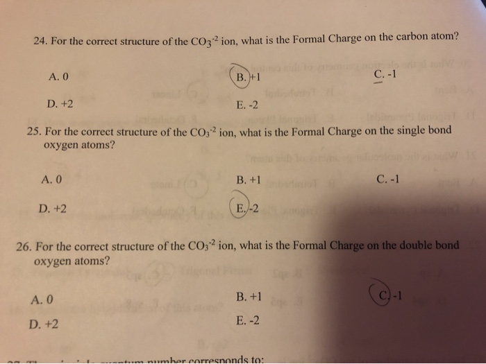 Solved 24. For the correct structure of the C032 ion, what | Chegg.com